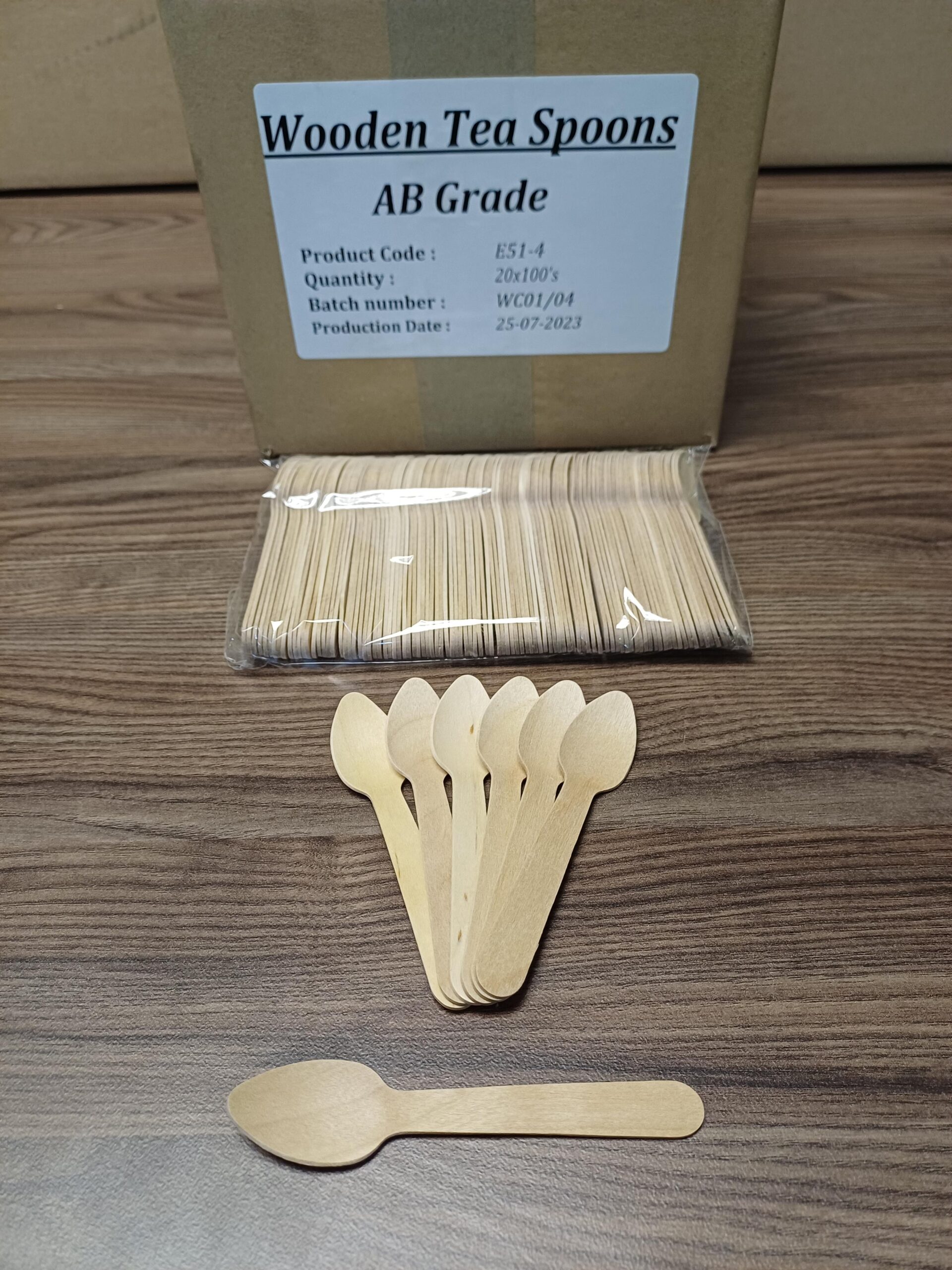 Wooden Teaspoon Unwrapped 100’s AB-Grade | Monument Cleaning Solutions